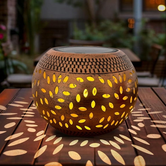 Solar Table Lanterns Outdoor Waterproof - LED Lamp Bronze Metal Table ...