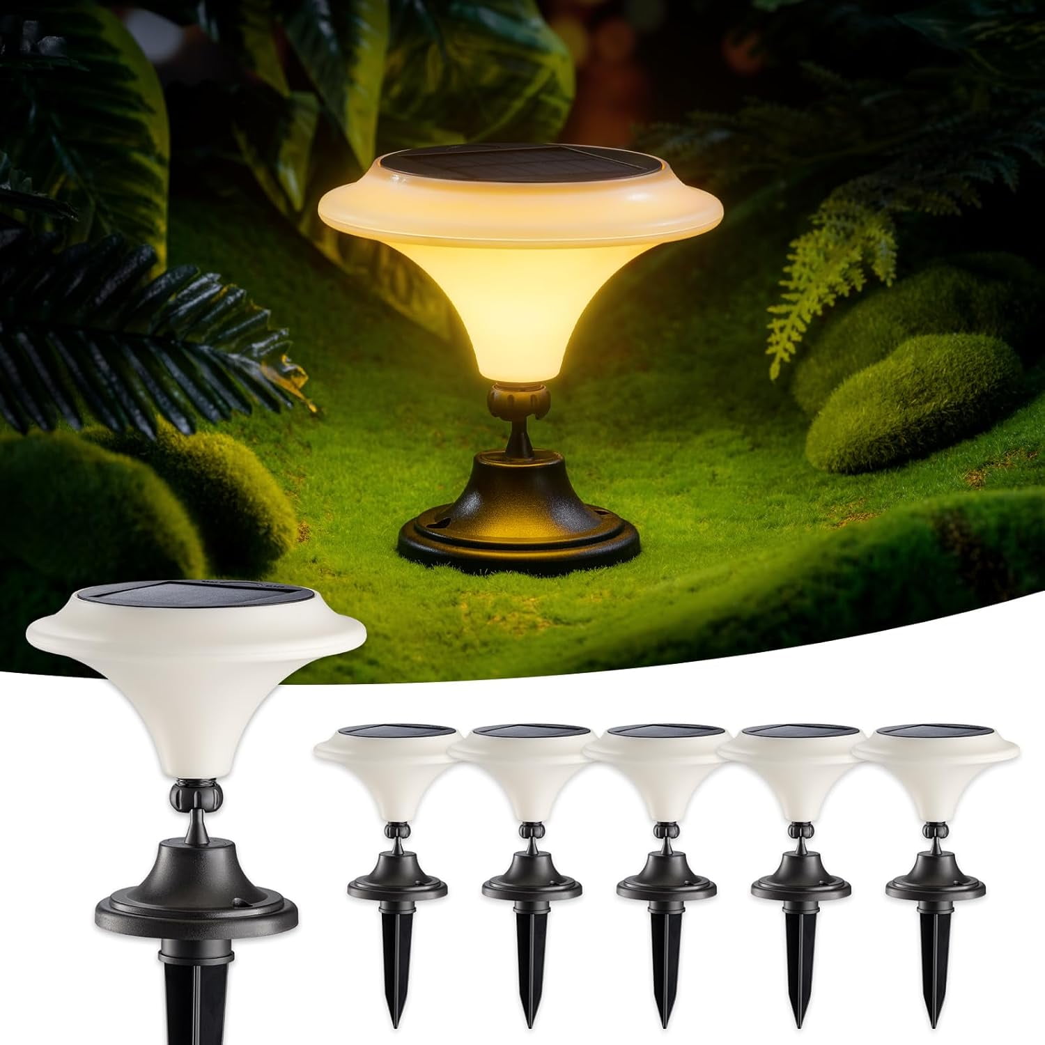 Solar Table Lights Outdoor, 6 Pack Classic Martini-Shaped Lanterns with ...