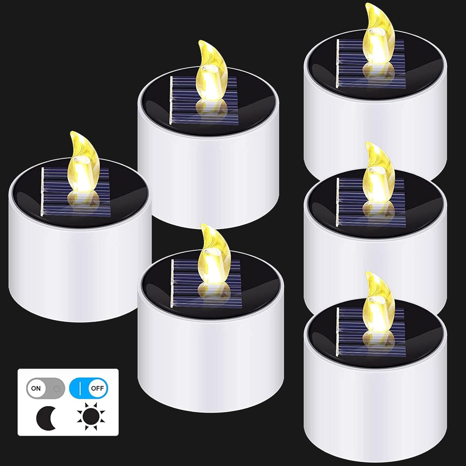 Solar Tea Lights,6PCS Waterproof Solar Power Tealights Outdoor ...