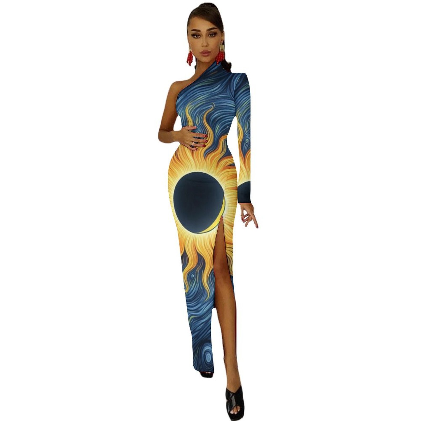 Solar Texas - Art Solar Half Dleeve Split Dress cocktail dresses ...