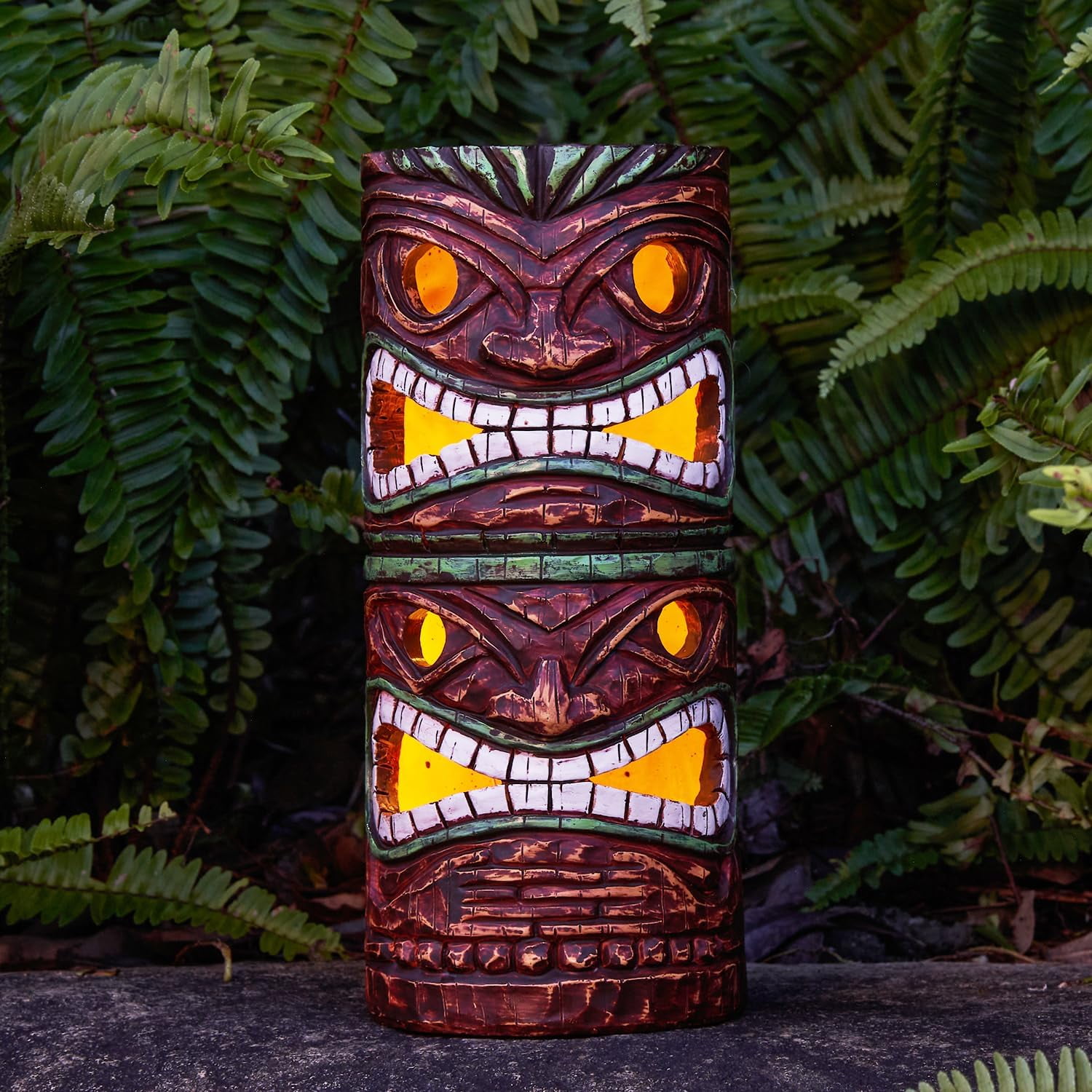 Solar Tiki Statue Outdoor Decor - Garden Large Tiki Statue - Solar ...
