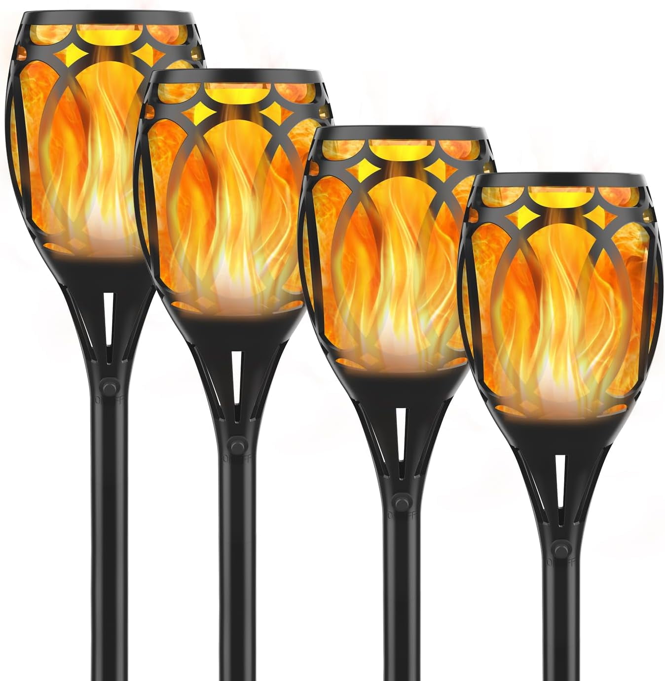 Solar Tiki Torches for Outdoor Use, Flickering Flame Solar Torch Lights ...