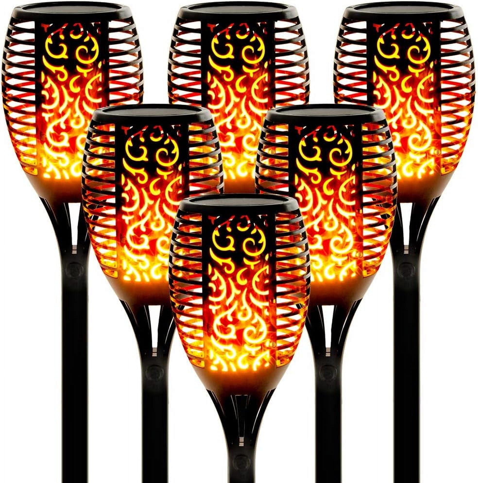 Solar Tiki with Flickering Flame,96 LED Solar Lights Outdoor ,43" Tall ...