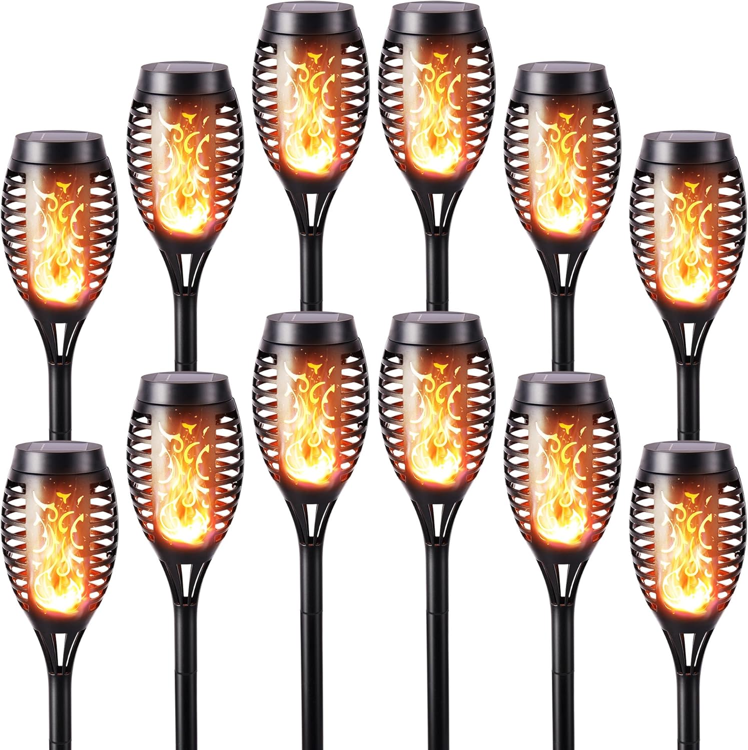 Solar Torch Flame Lights, 12 Pack Solar Outdoor Lights with Flickering ...