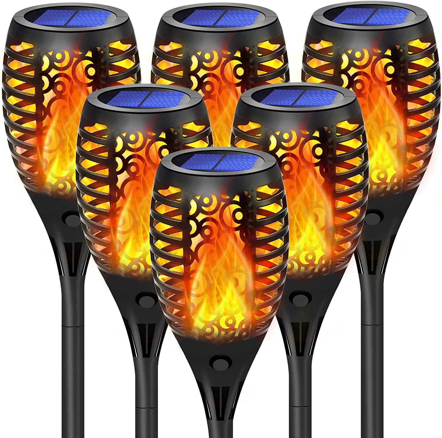 Solar Torch Light, 1Pack Purple Flickering Solar Torch Light Garden ...