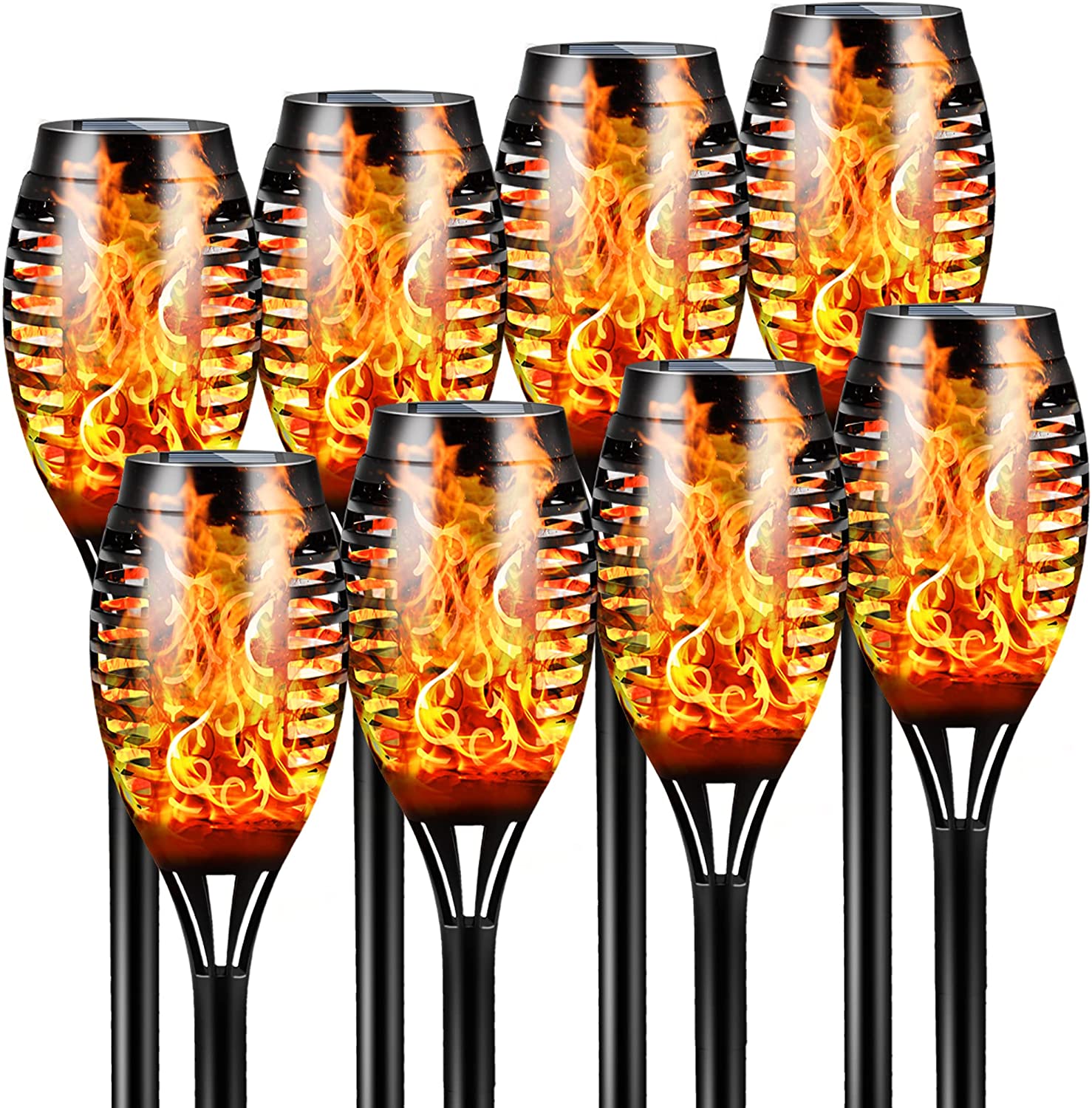Solar Torch Lights With Flickering Flame, 12Led Tiki Torch Solar Lights ...