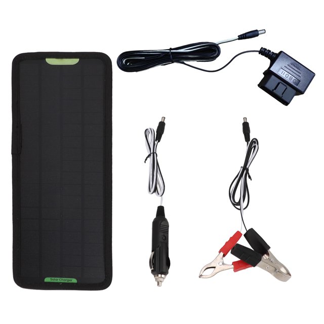 Solar Trickle Charger for Car Battery, 5W Solar Battery Maintainer, 12V ...