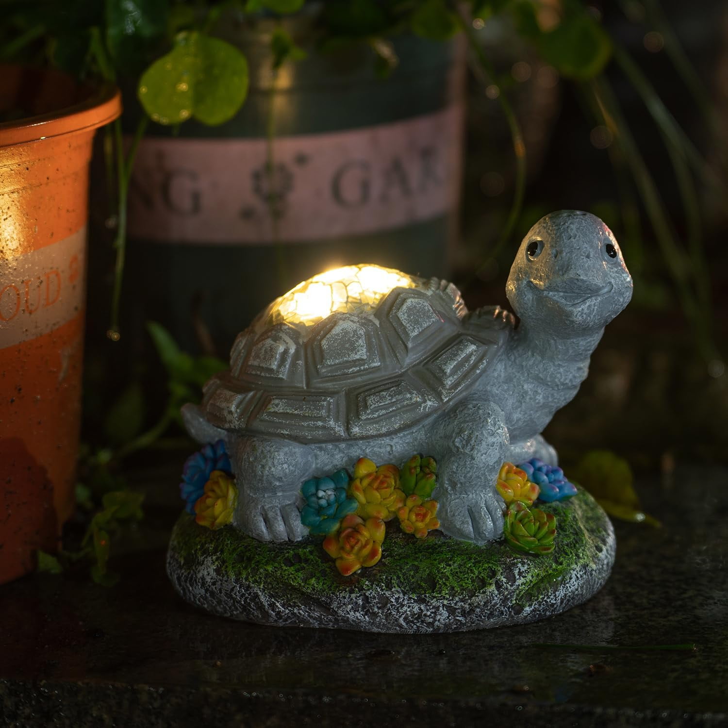 Solar Turtle Garden Statue, Resin Turtle Figurine with Light for ...