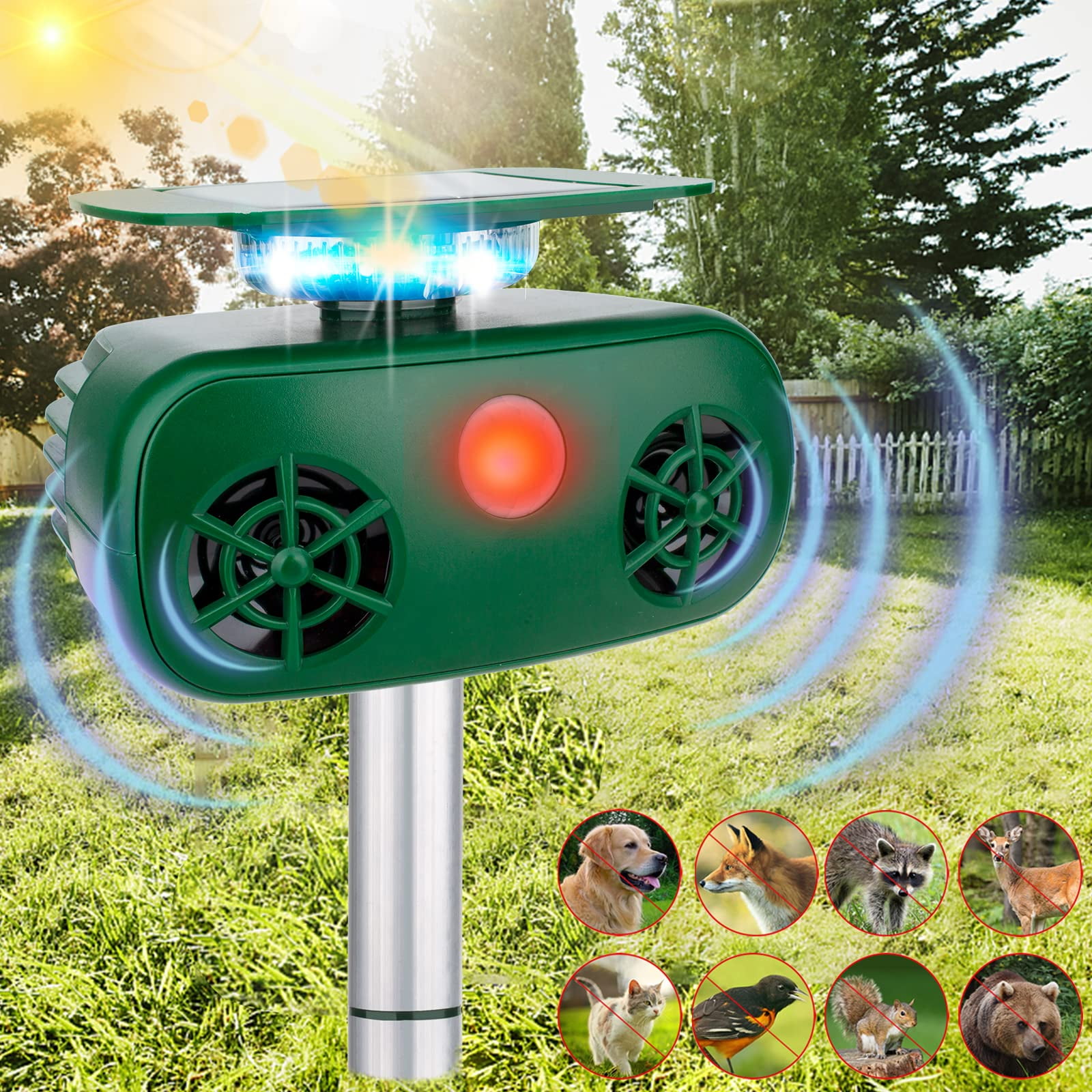 Solar Ultrasonic Animal Repellent, Outdoor Animal Deterrent with Motion ...