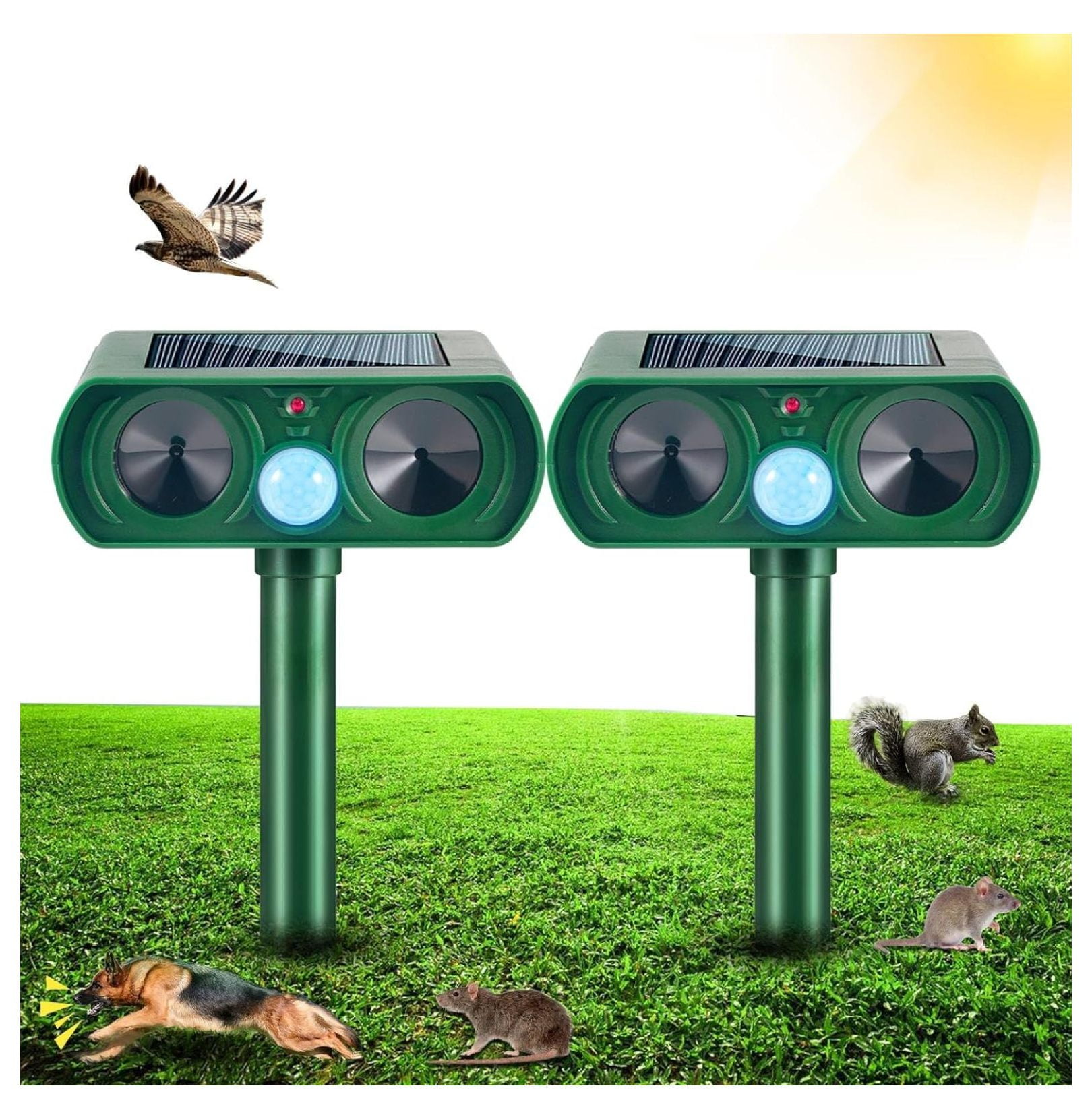 Solar Ultrasonic Animal Repeller Outdoor Cat Deer Devices with Sensor ...