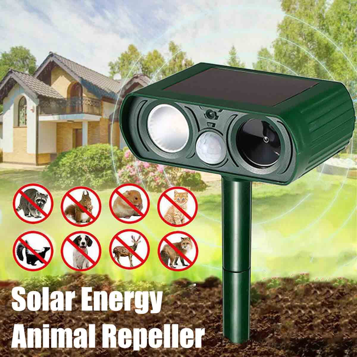 Solar Ultrasonic Animal Repeller with Motion Detector for Yard and ...