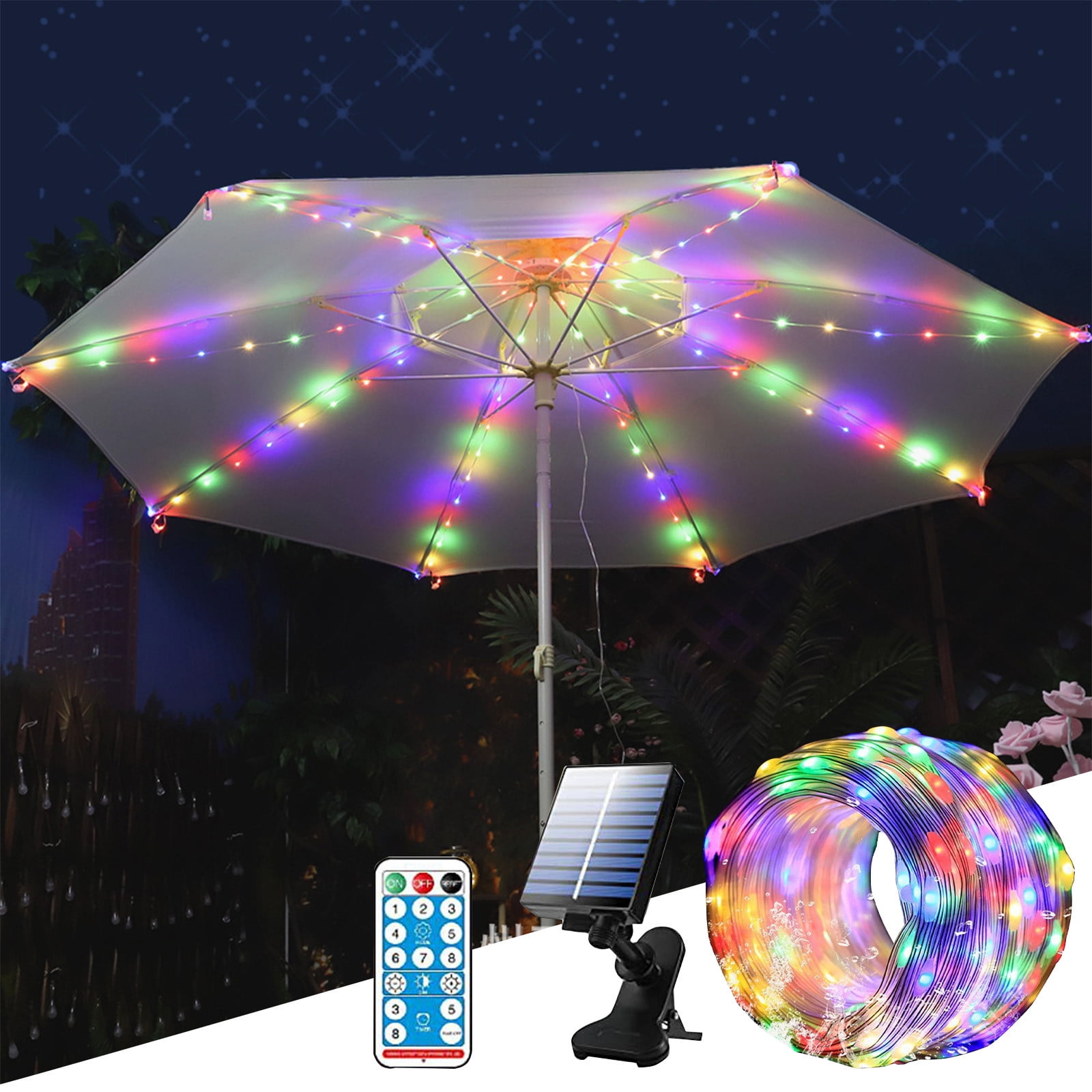 Solar Umbrella Lights Outdoor | LED Patio Umbrella String Lights 8 ...
