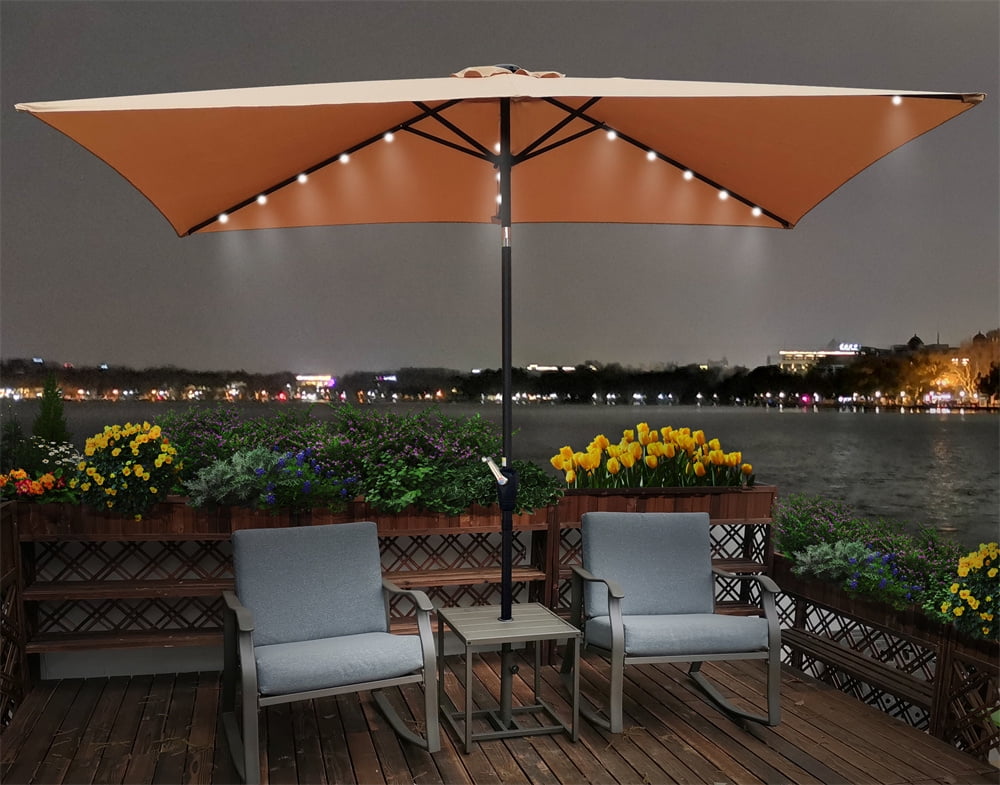 Solar Umbrellas, 10 x 6.5FT Patio Umbrellas with 26 LED Lights ...