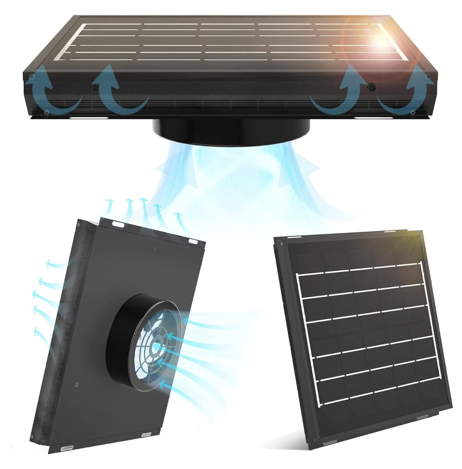 Solar Vent Fan - Weatherproof Metal Shell Design, 5W Solar Powered Roof ...