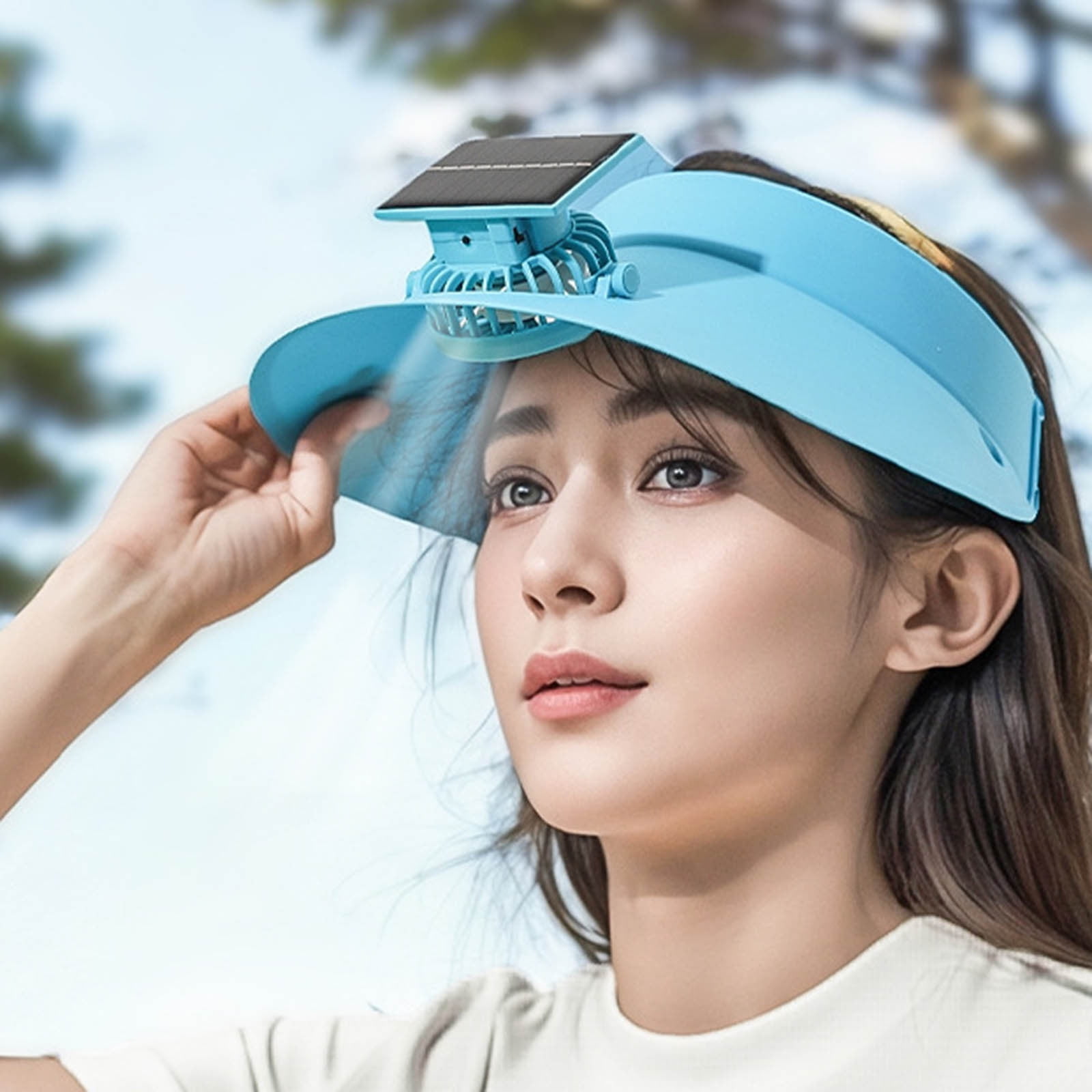 Solar Visor Hat with Fan for Women - Fan Visor Hat - Three Gear ...