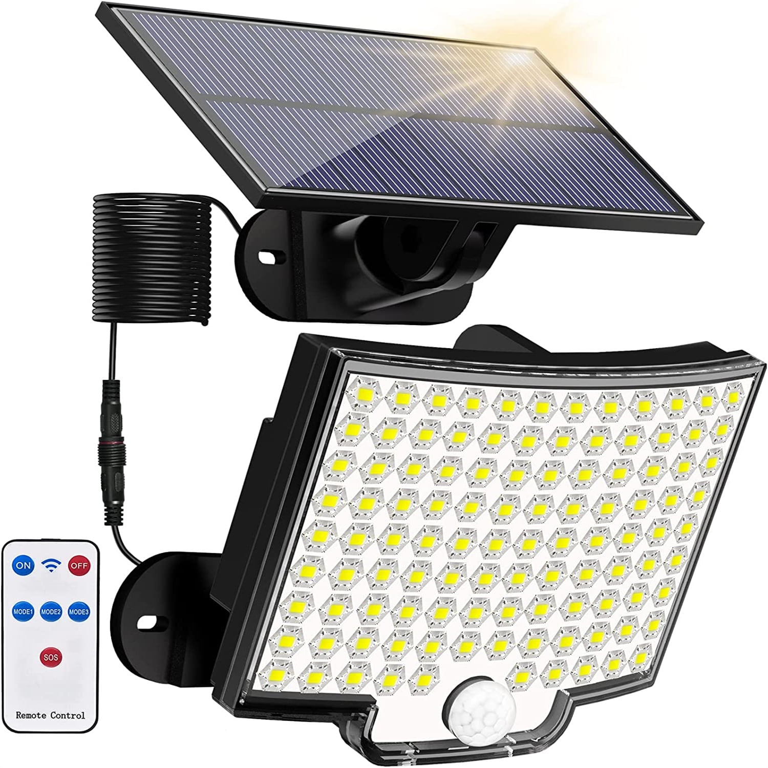 Solar Wall Lamp, 3000LM with Remote, Motion Sensor, Waterproof, 270 ...