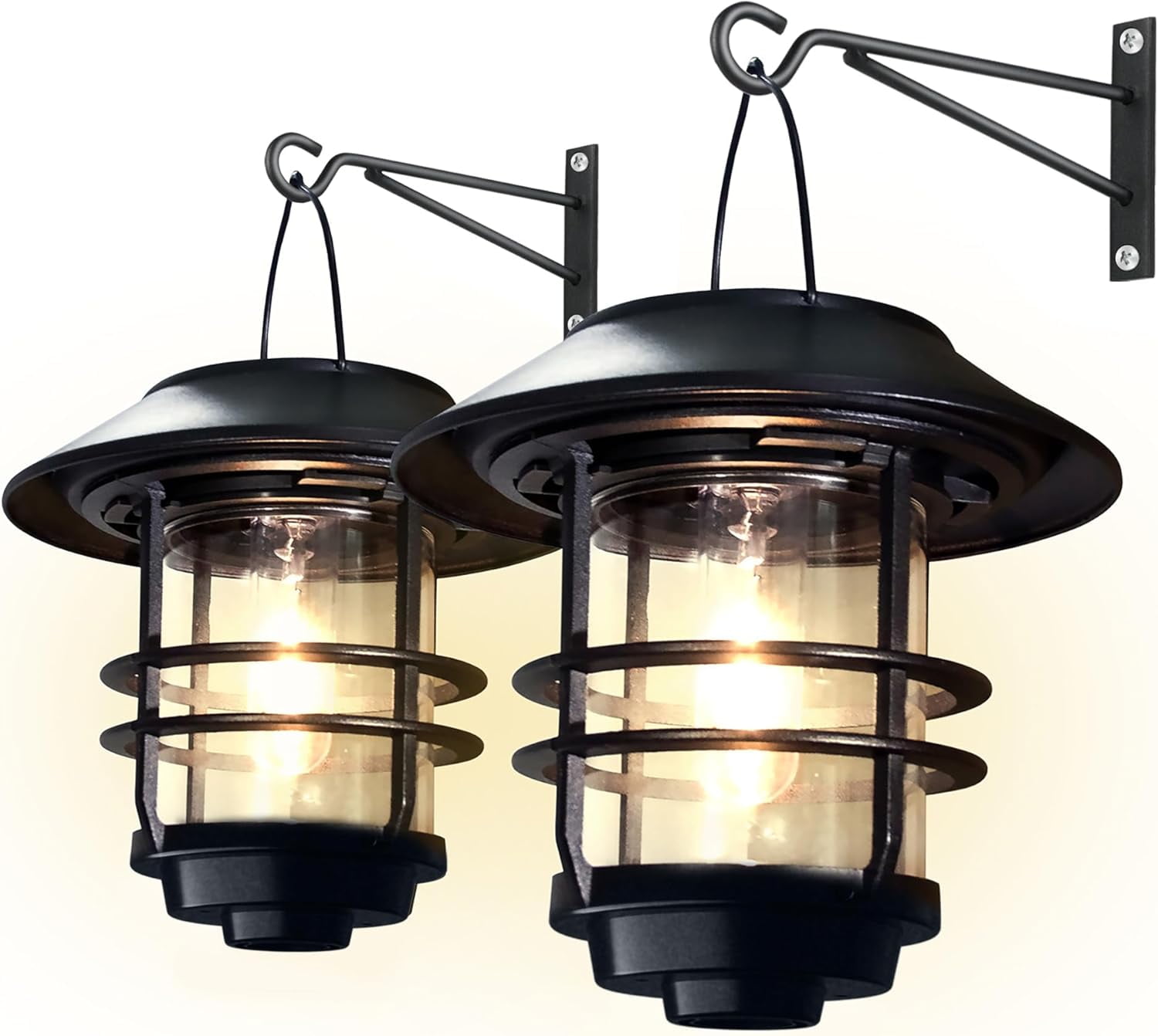Solar Wall Lantern Outdoor, Flickering Flames Solar Sconce Lights ...