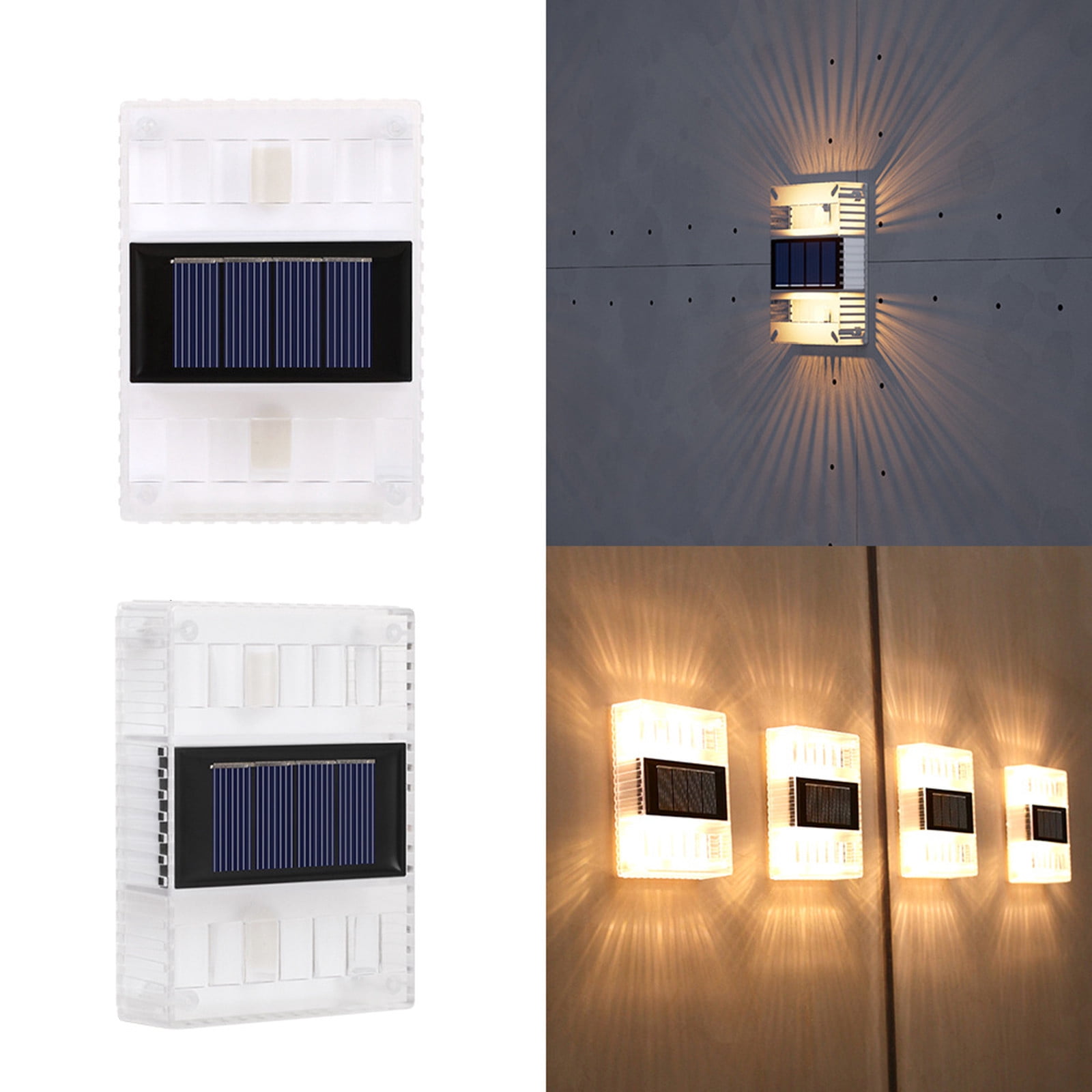 Solar Wall Light 4 Pack | Outdoor Waterproof Modern Wall Washing Lamp ...