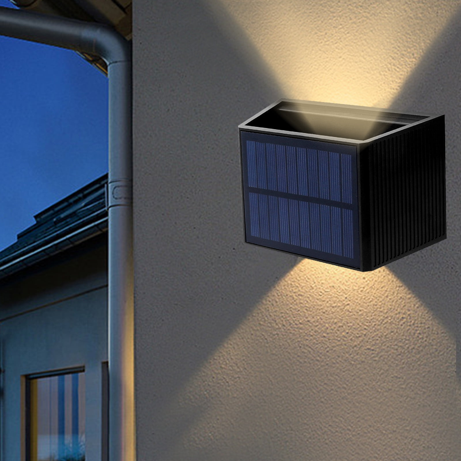 Solar Wall Light - Black Outdoor Up/Down Illumination | Adjustable ...