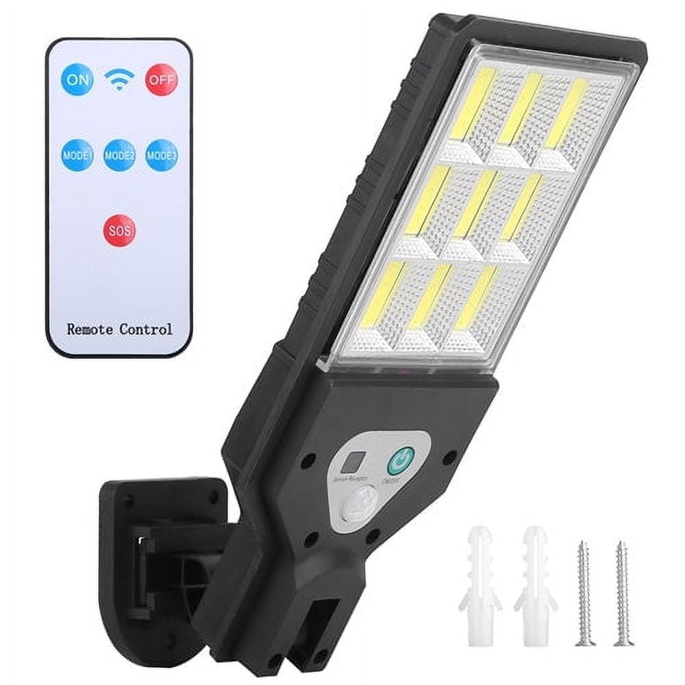 Solar Wall Light Outdoor 9 COB Beads PIR Motion Sensor Remote Control ...