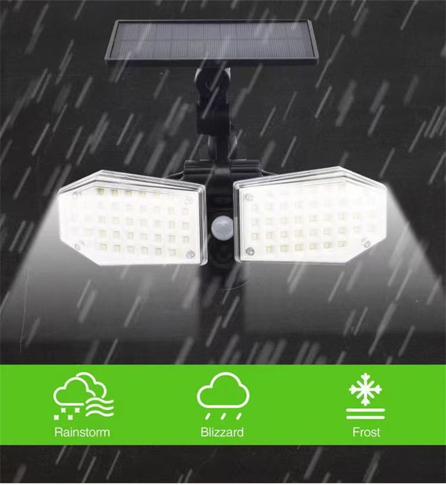 Solar Wall Lights, 3 Head Security Lamp with Intelligent Dual LED/COB ...