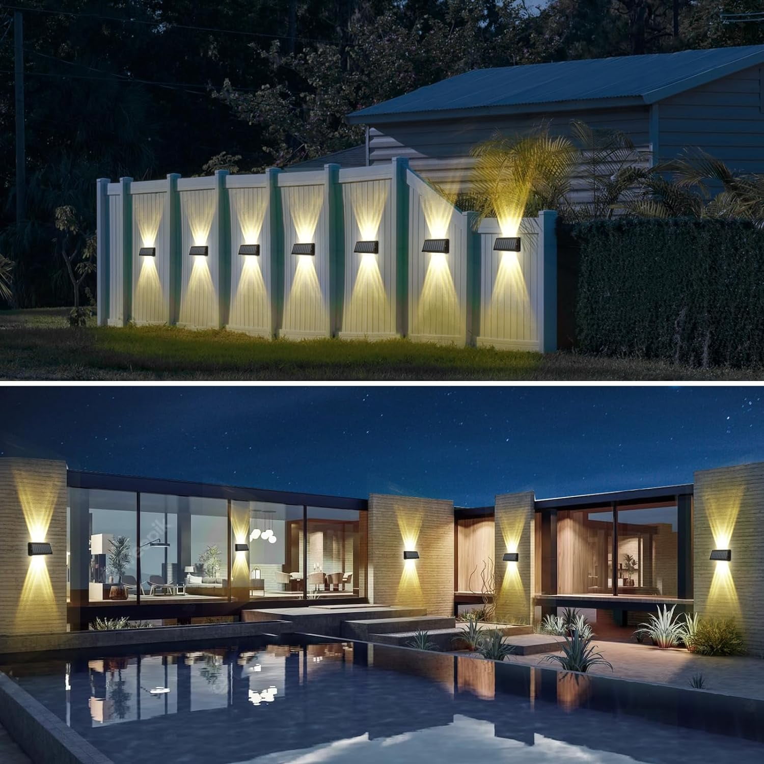 Solar Wall Lights Outdoor, 6 LEDs Up & Down Solar Wall Lights ...
