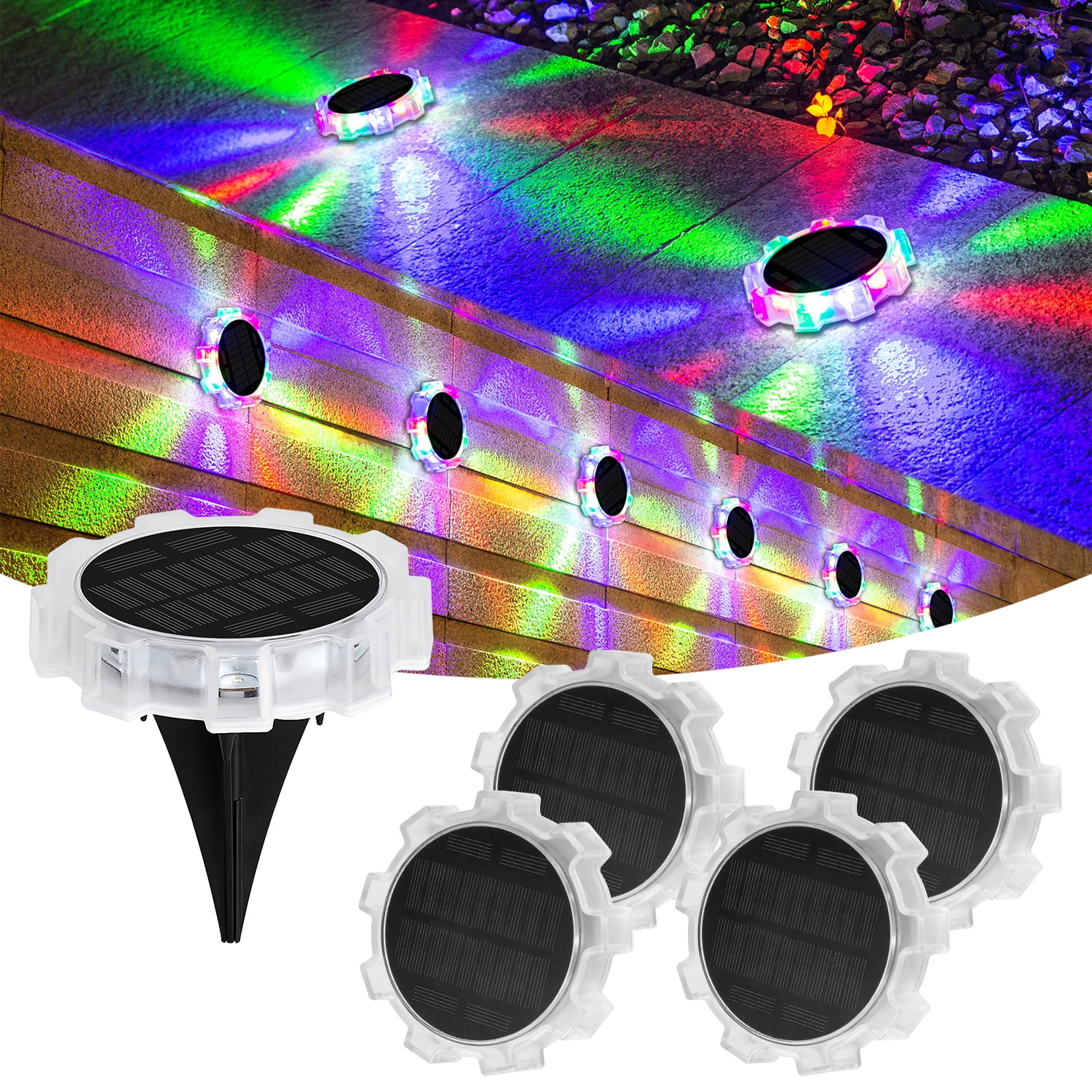 Solar Wall Lights, Outdoor RGB Colorful Solar Ground Lights, Outdoor ...