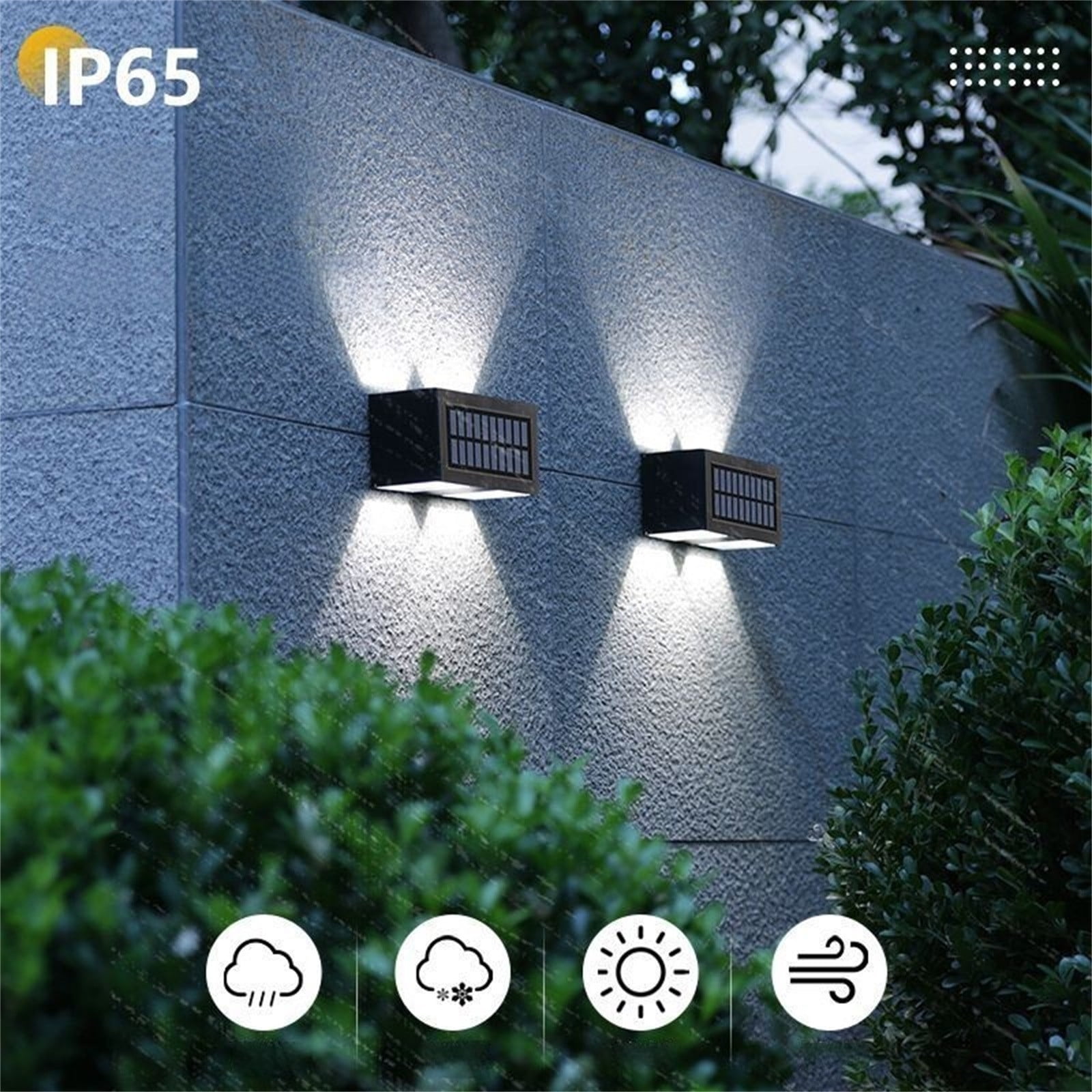 Solar Wall Lights Outdoor, Solar Fence Light Waterproof ED Outdoor ...