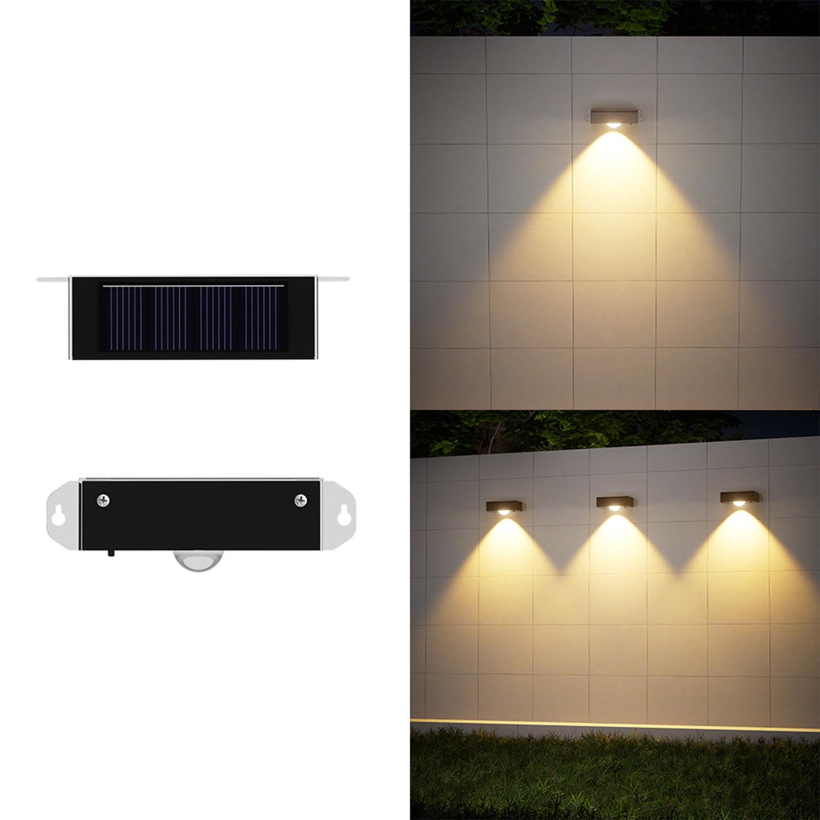 Solar Wall Lights Outdoor,Warm White Downlights Waterproof LED Dusk to ...