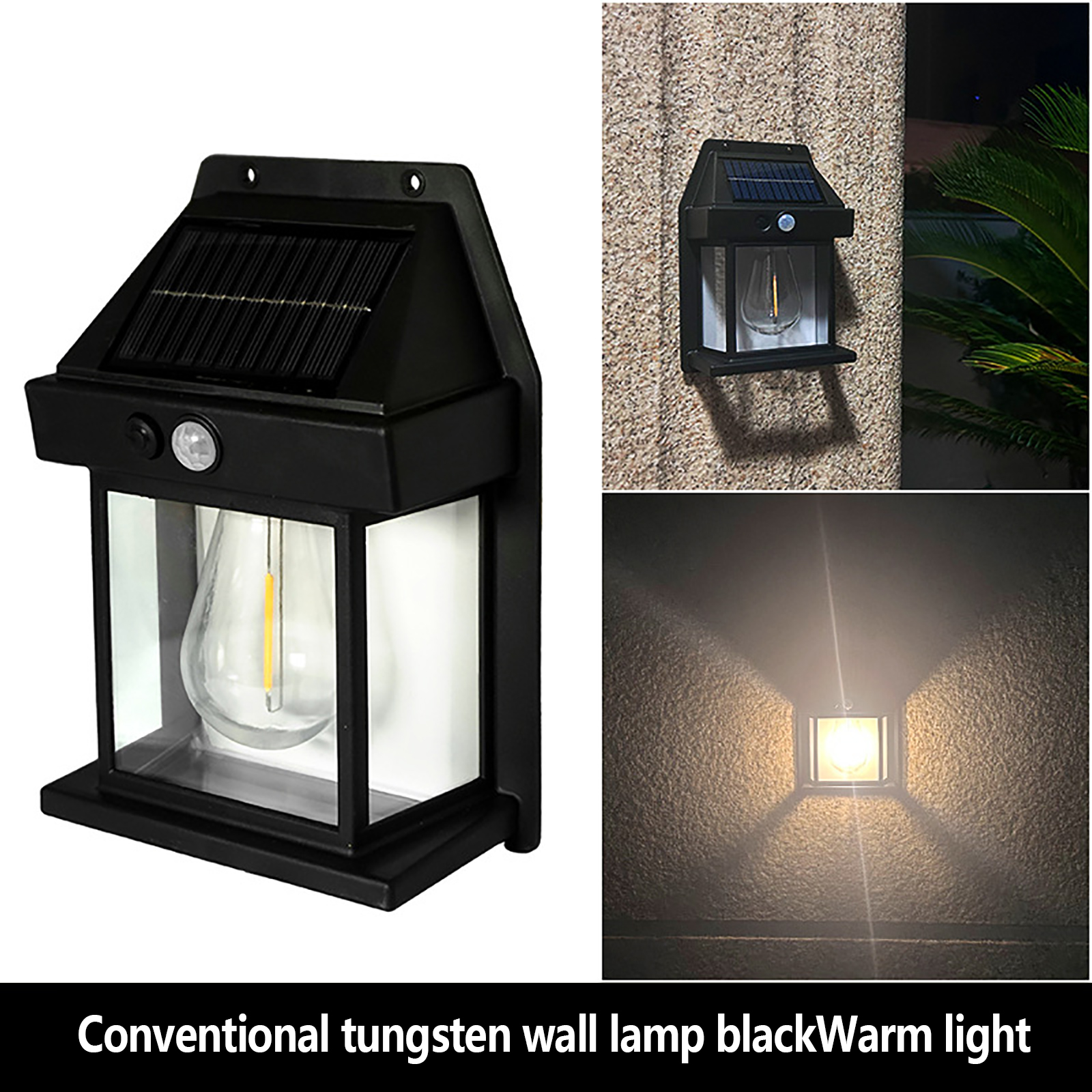 Solar Wall Lights Outdoor Waterproof Led Tungsten Filament Bulb Human Induction 3 Modes Fence ...