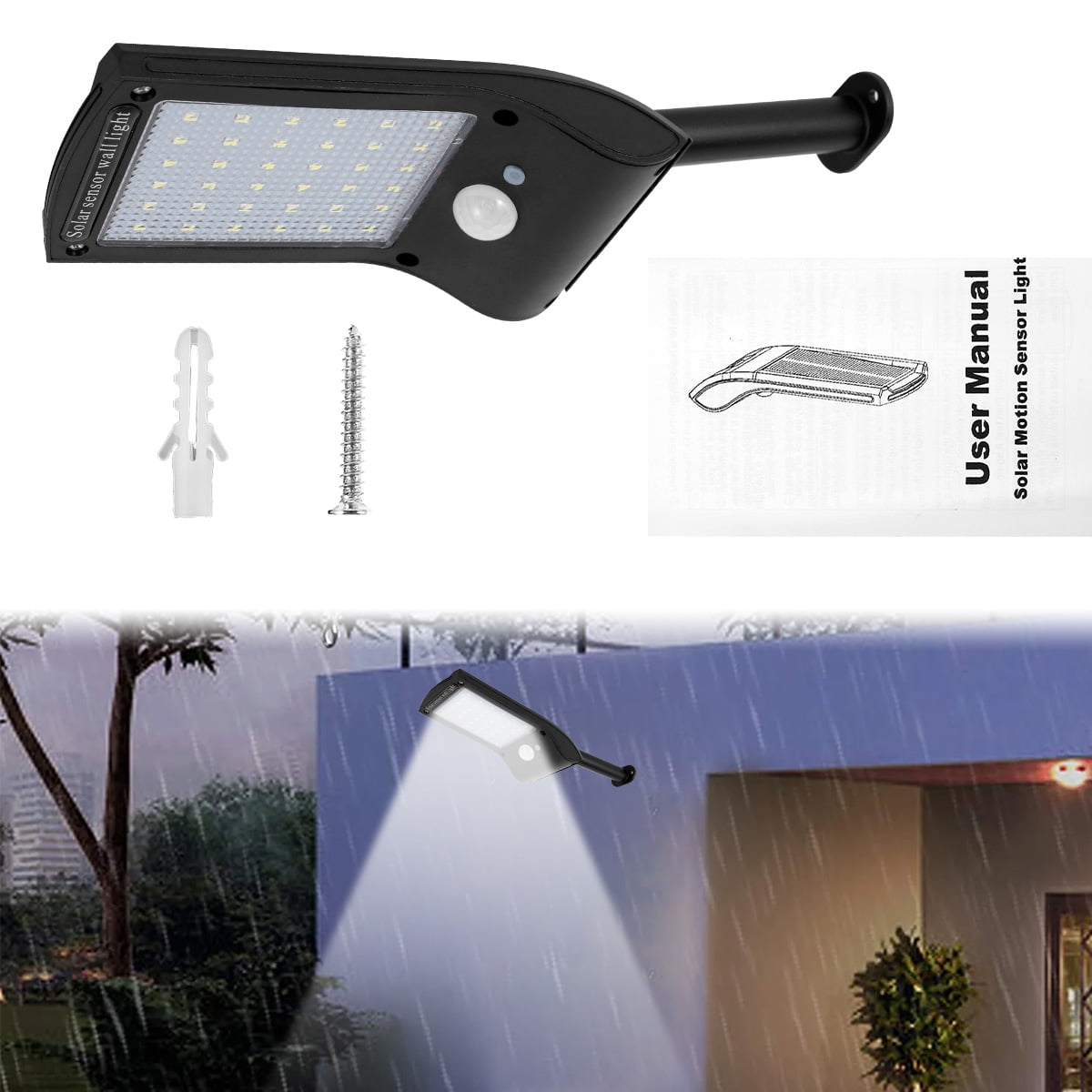 Solar Wall Sconces Lights Outdoor Waterproof with Mounting Pole ...