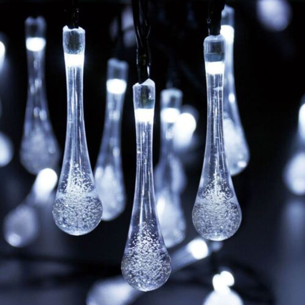 Solar Water Drop String Lights, Total 16.4Ft 20LED Solar Powered String ...