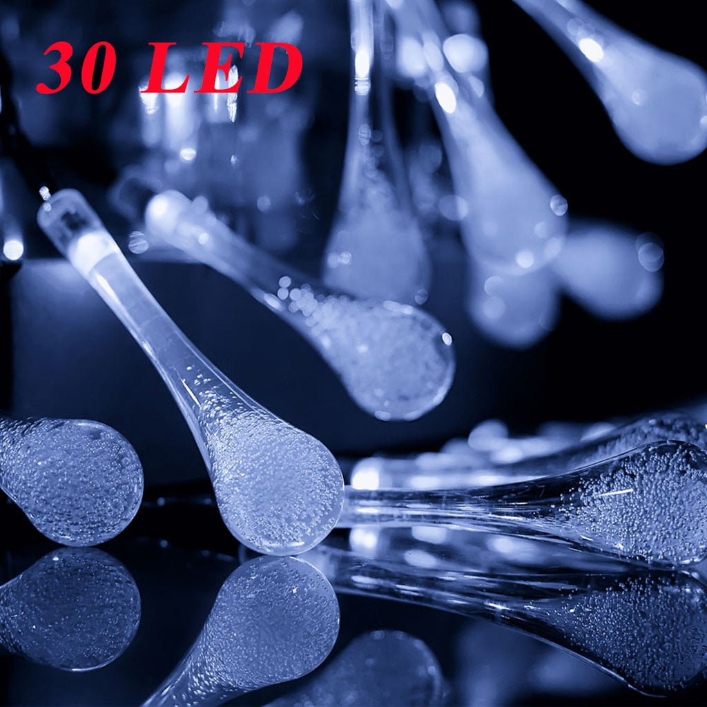 Solar Water Drop String Lights, Total 21.3FT 30 LED Solar Powered ...