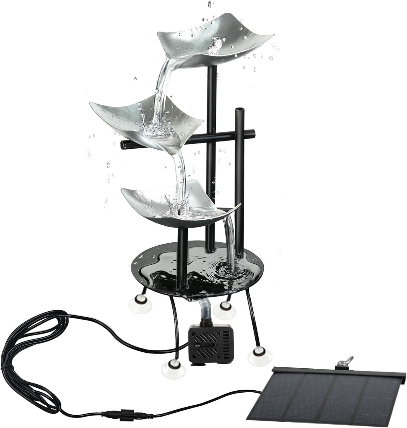 Solar Water Fountain for Bird Bath, Removable 3-Tier Waterfall Fountain ...