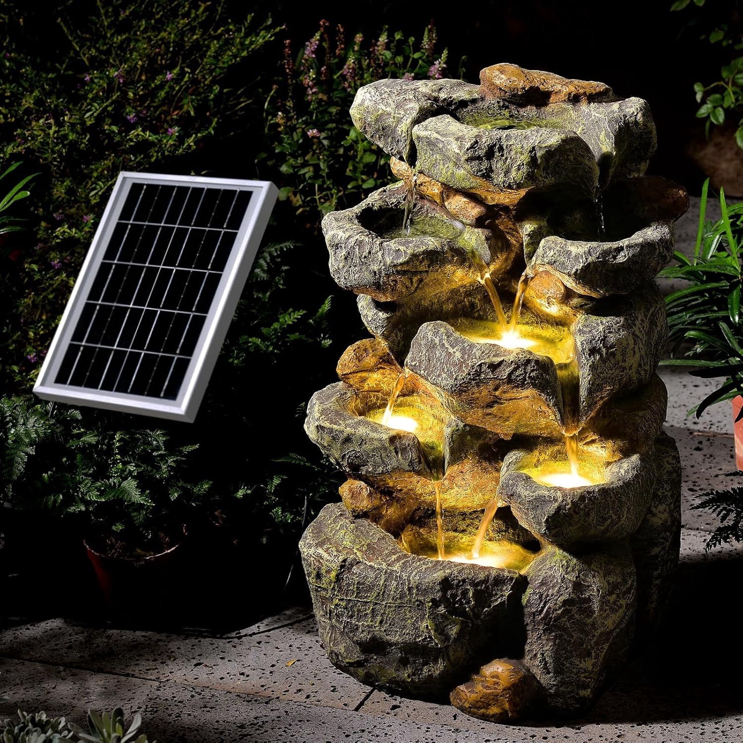 KAISOKU, Solar Water Fountain Outdoor Garden, 19.3" H, 12.2" L ...