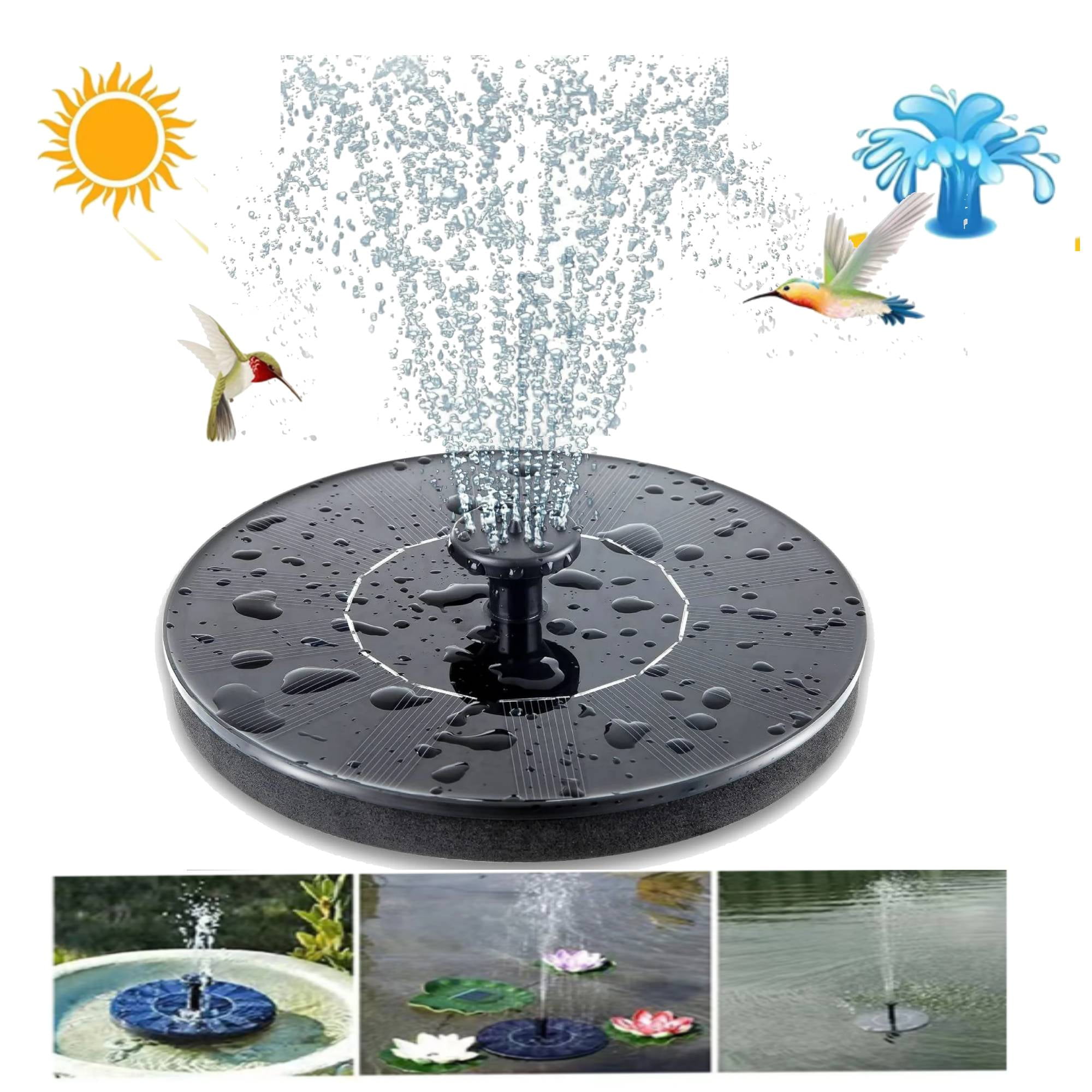 UEETEK Solar Panel Fountain Solar Fountain Black For Outdoor ...