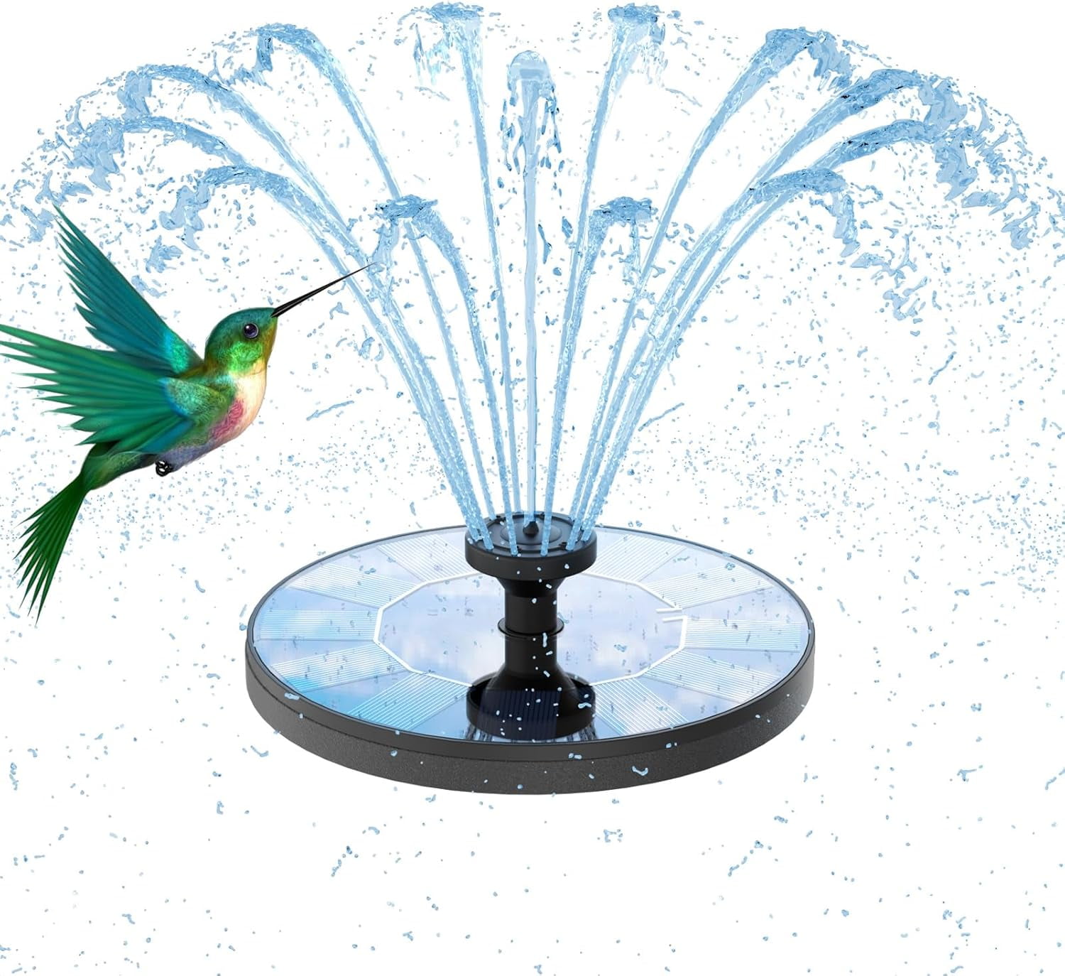 Solar Water Fountain, Upgraded Bird Bath Fountains with 6 Nozzles, Free ...