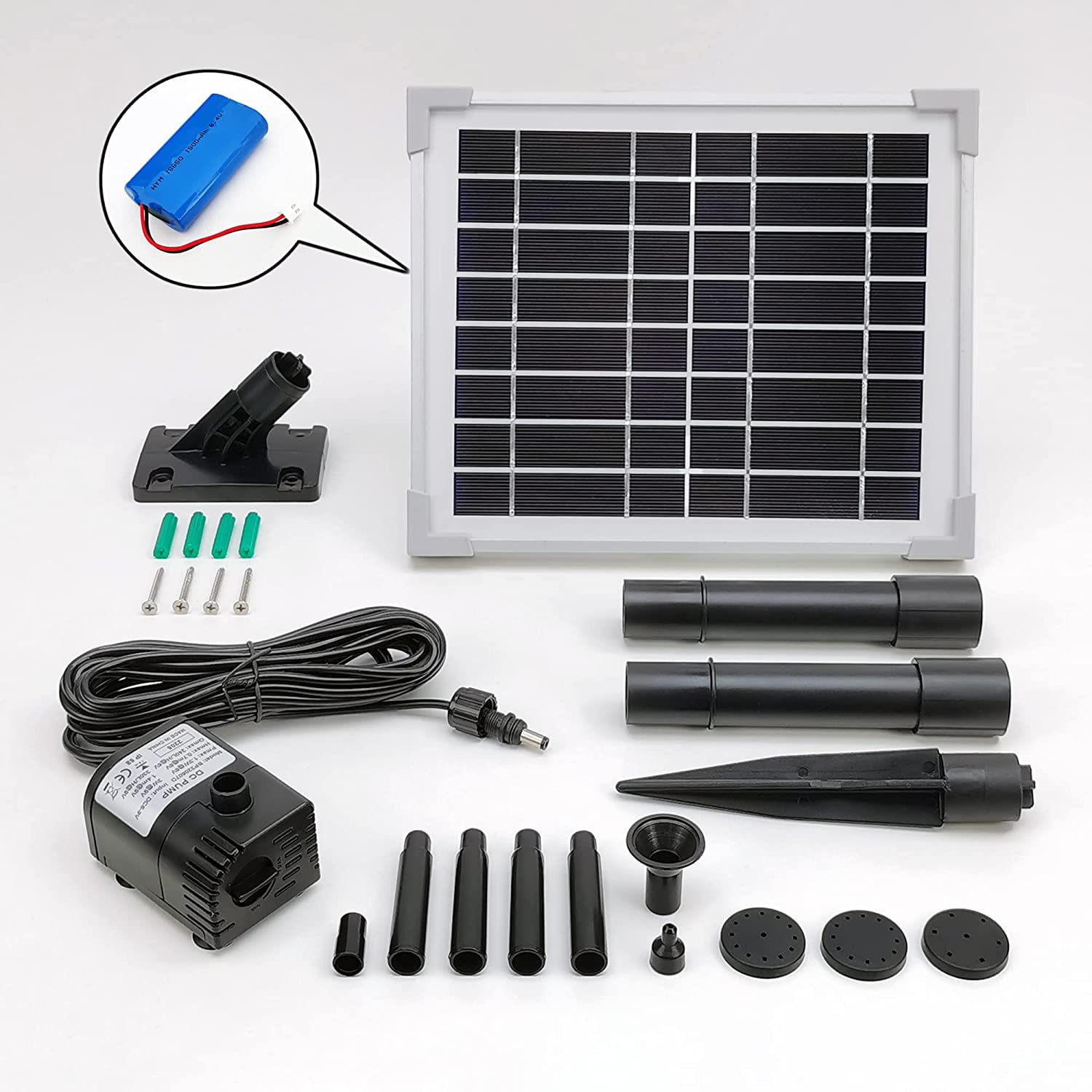 Solar Water Pump with Backup Battery for Birdbath, Fountain, Small Pond ...