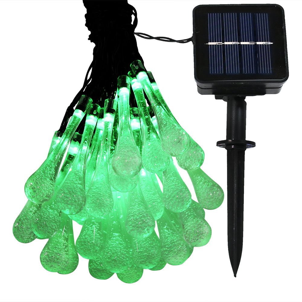 Solar Waterdrop Lights Outdoor- 20ft 30LED Solar Raindrop Garden Fairy ...