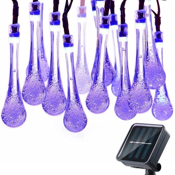 Solar Waterdrop Lights Outdoor- 20ft 30LED Solar Raindrop Garden Fairy ...