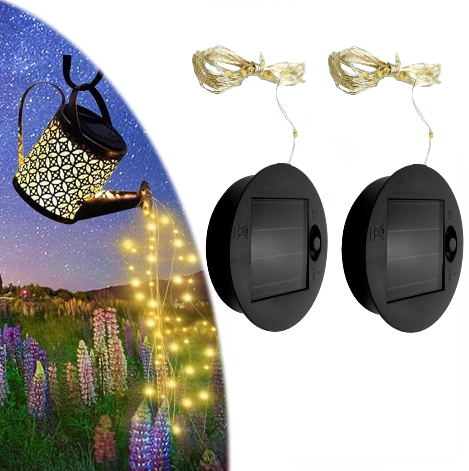 Solar Waterfall Fairy Bunch Lights Replacement Top, 2pcs 2.75in Solar ...