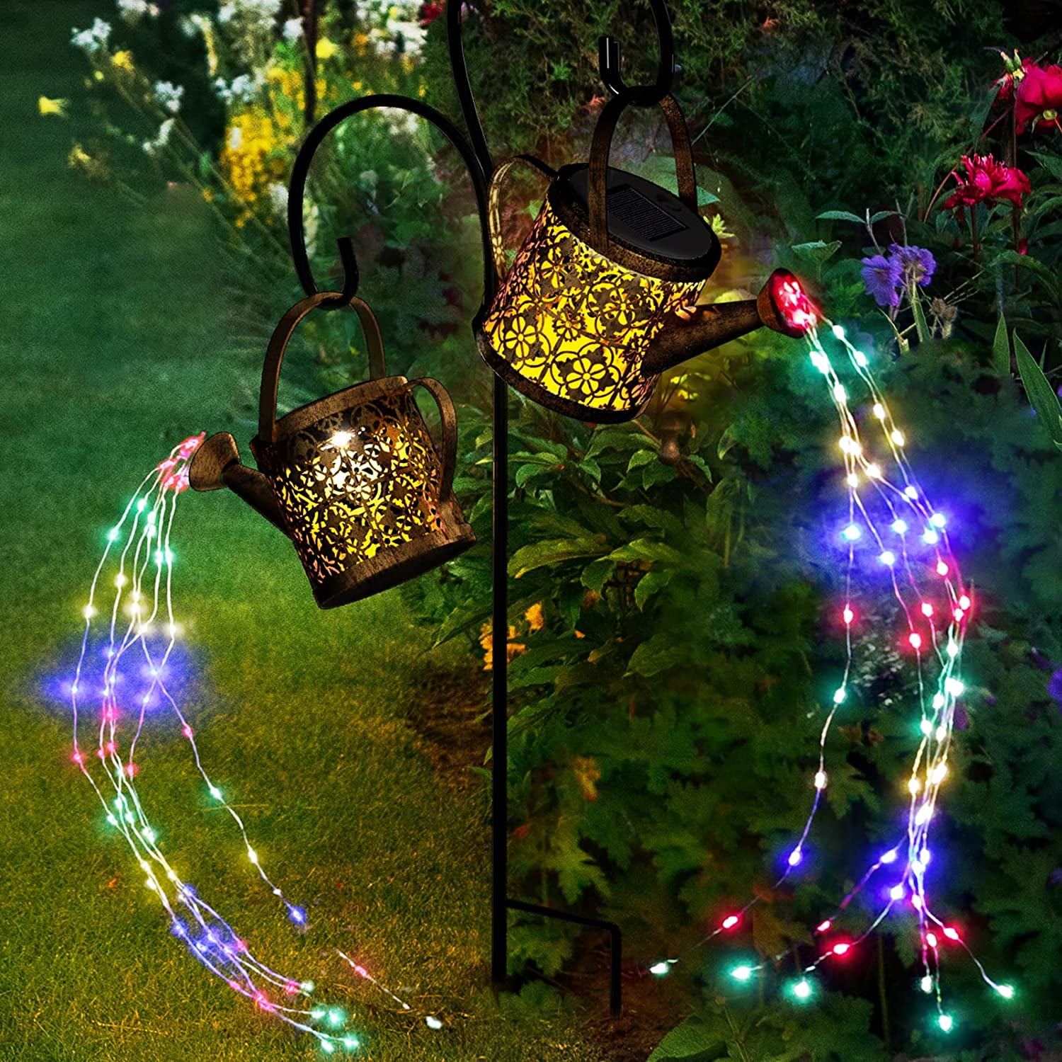 Solar Watering Can Lights Outdoor with 8 Multi-Color Changing Modes ...