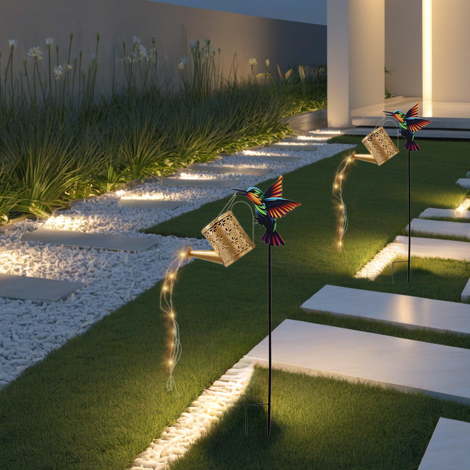 Solar Watering Can with Lights Outdoor Garden,Waterproof Garden Stake ...