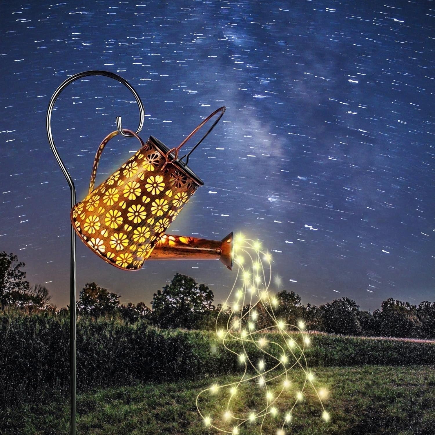 Solar Watering Can With Cascading Lights