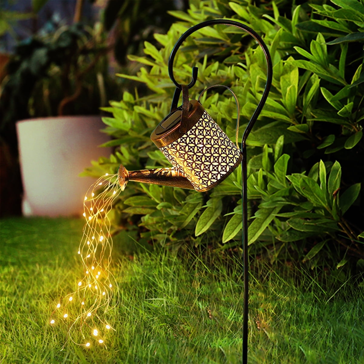 Solar Powered LED Watering Can Decor with Cascading Lights, Waterproof ...