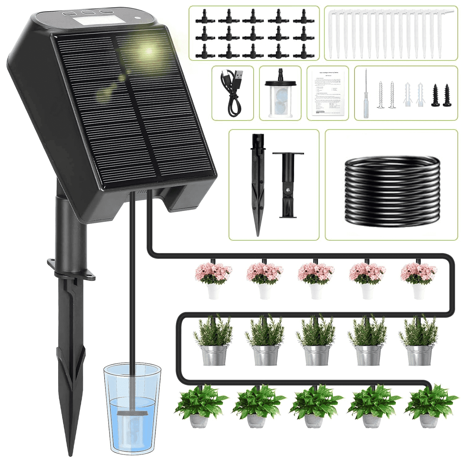 Solar Drip Irrigation System,Automatic Watering System 21 Timer Modes ...