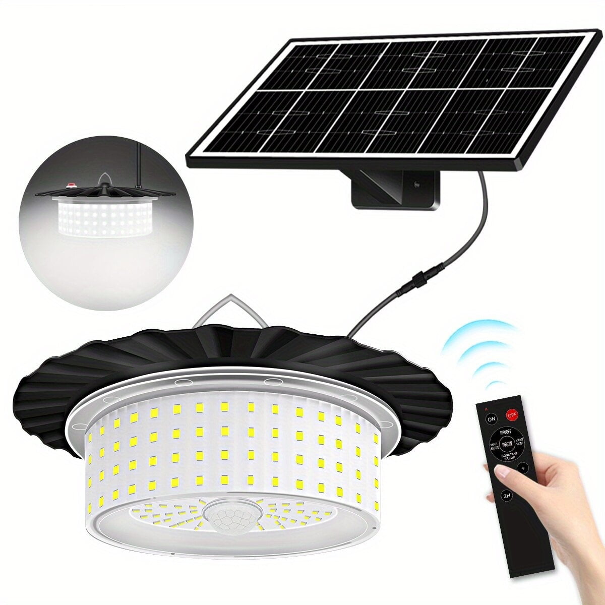 Solar Waterproof Dusk to Dawn Pendant Light, Solar Hanging Light, With ...