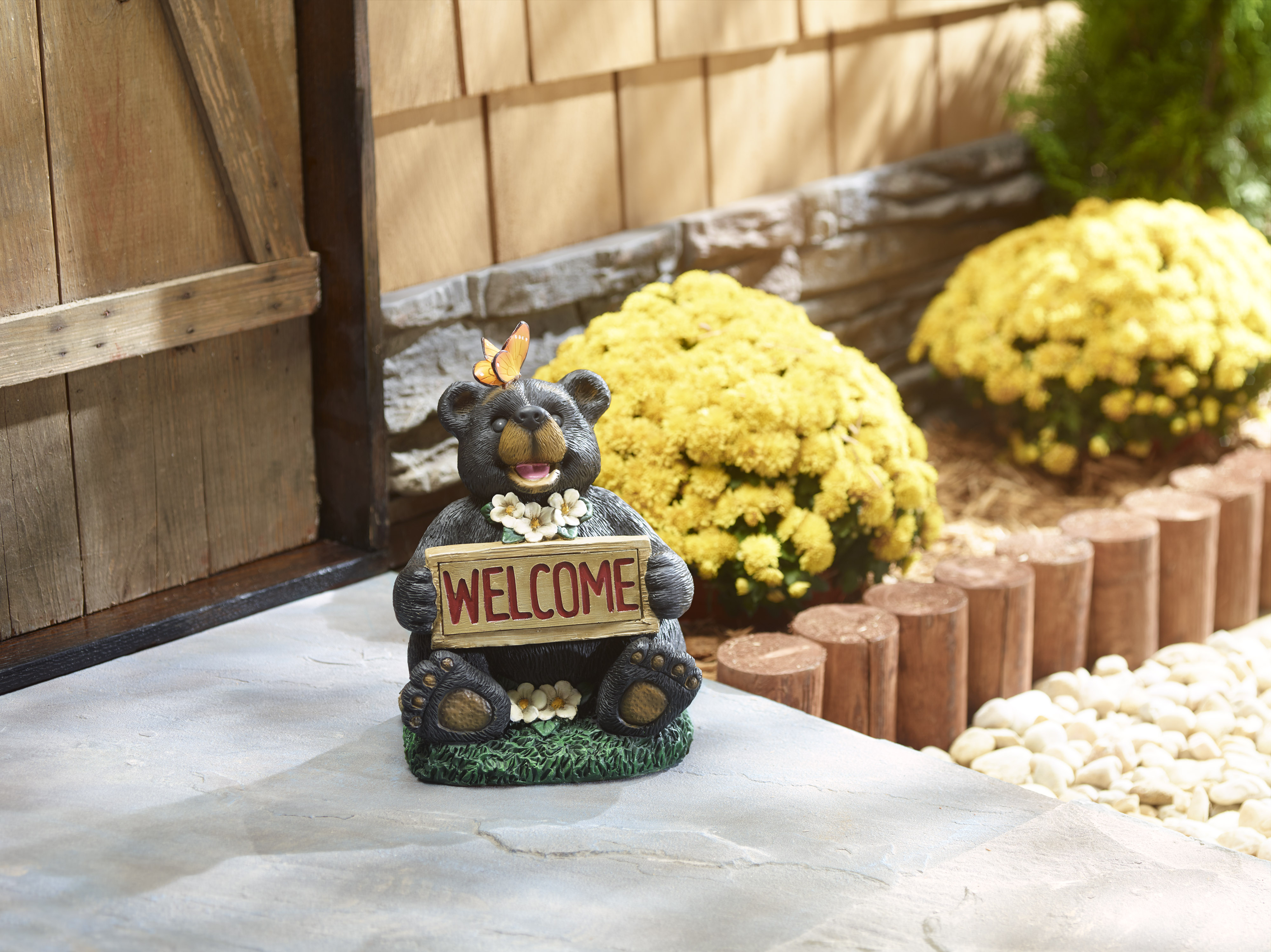 Solar Welcome Bear with Butterfly - Walmart.com