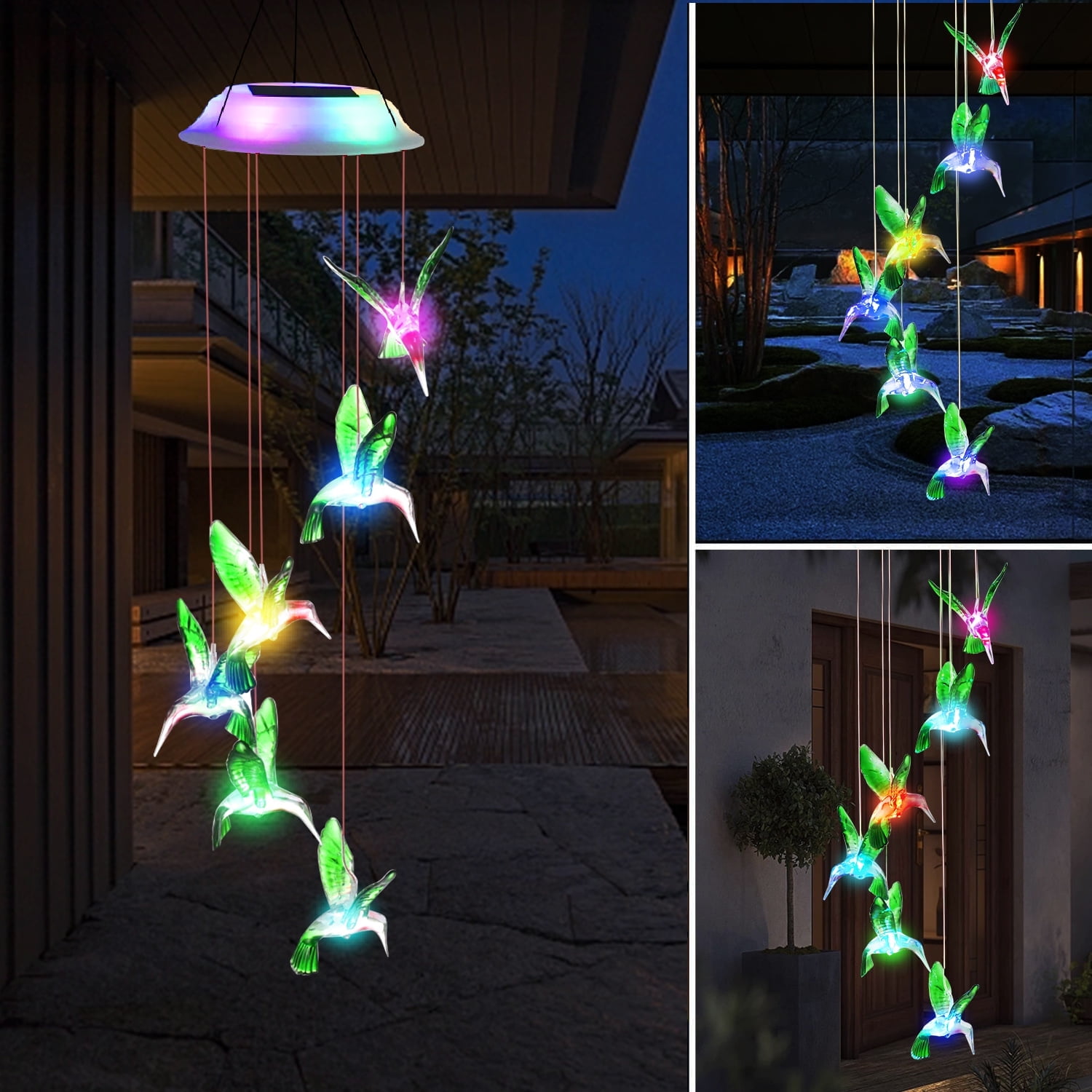 Solar Wind Chime Light, Anpro Solar Changing Color Wind Chime LED Light ...