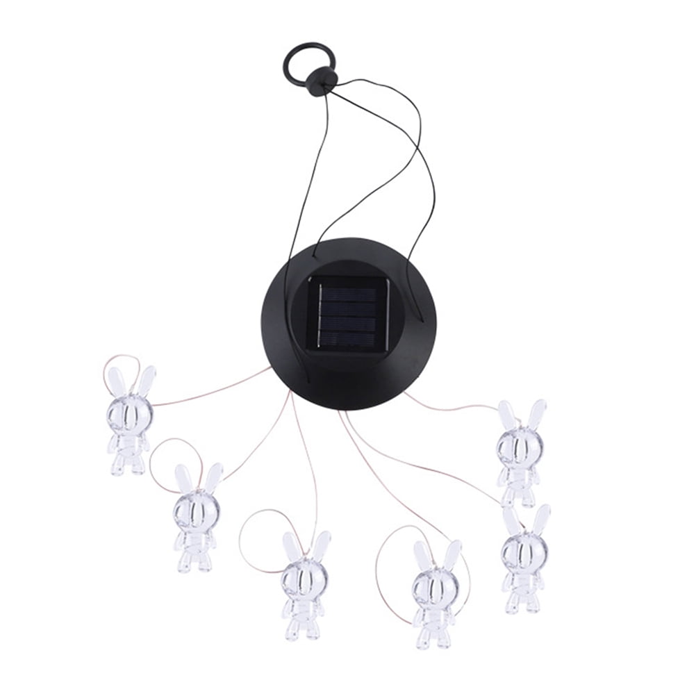 Black Bunny Solar Wind Chime Light Decorative Garden Lamp Powered by ...